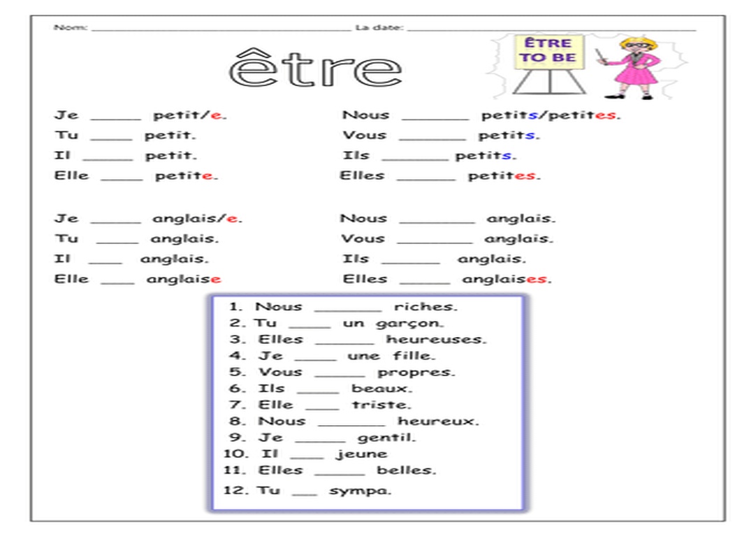 تدريبات علي verb etre - كلمات اغاني