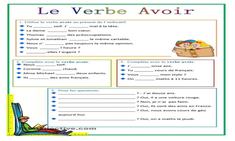 تدريبات على verb avoir 2025 - كلمات اغاني